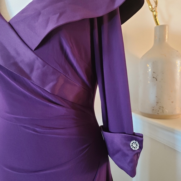 Jessica Howard | Dresses | Jessica Howard Purple Satin Portrait Collar ...